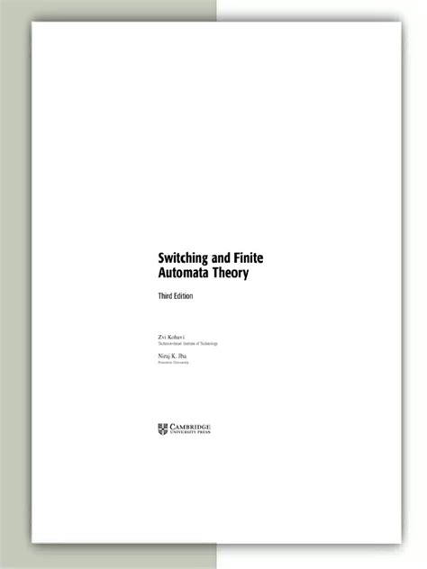 Switching And Finite Automata Theory 3rd Edition Zvi Kohavi Download