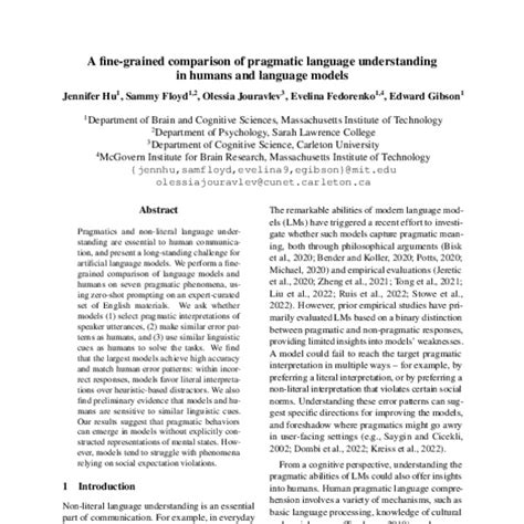 A Fine Grained Comparison Of Pragmatic Language Understanding In Humans