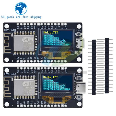 웃tzt Nodemcu Esp8266 Development Board With 096 Inch Oled Display Ch340g Esp 12f Wifi Module Tz