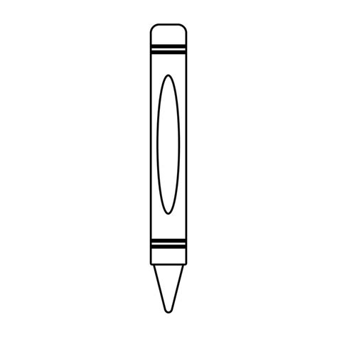 Outline Wax Crayon Icon Lineart Crayon In Flat Style School And