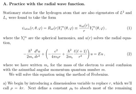 Solved A Practice With The Radial Wave Function Stationary