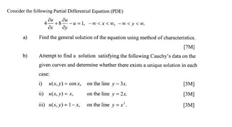Solved Consider The Following Partial Differential Equation