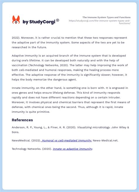 The Immune System Types And Functions Free Essay Example