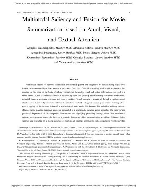 pdf multimodal saliency and fusion for movie summarization based on