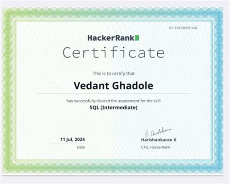 Vedant Ghadole On Linkedin Sql Mysql Certification