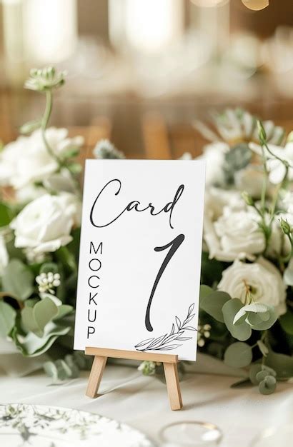 Tarjeta De Mesa De Boda Y Flores Archivo Psd Premium