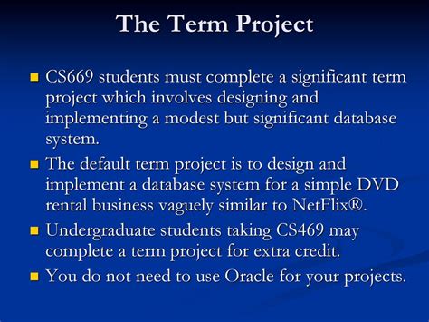 cs 469 introduction to database design and implementation for business and cs 669 database