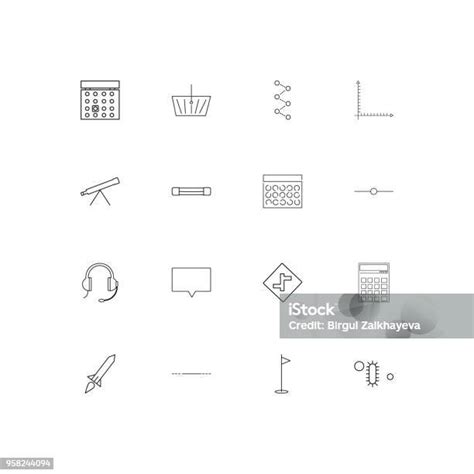 교육 및 과학 선형 얇은 아이콘 설정합니다 간단한 벡터 아이콘 설명 계산기에 대한 스톡 벡터 아트 및 기타 이미지 계산기