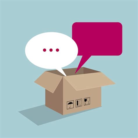 Bulle De Dialogue Dans Une Boîte En Carton Isolé Sur Fond Bleu