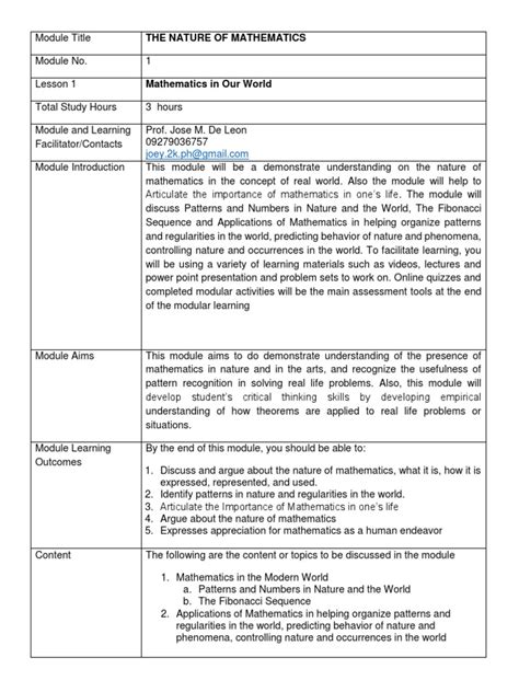 Module 1 Mathematics In Oour World Mmw Pdf Pattern Symmetry
