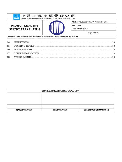 C Method Statement 3 Page Pdf