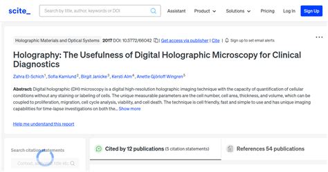 Holography The Usefulness Of Digital Holographic Microscopy For Clinical Diagnostics [scite