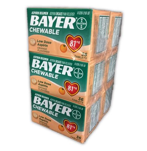 Bayer Chewable Low Dose 81mg Aspirin First Aid Global