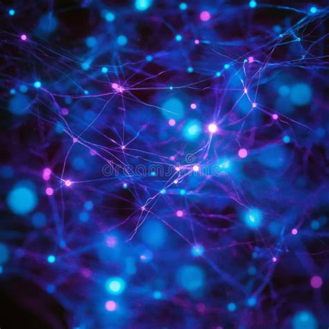 neural network glowing blue and purple brain synapses in artistic