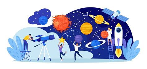 Premium Vector Astronomy Astronomical Observation Man Studying Galaxy