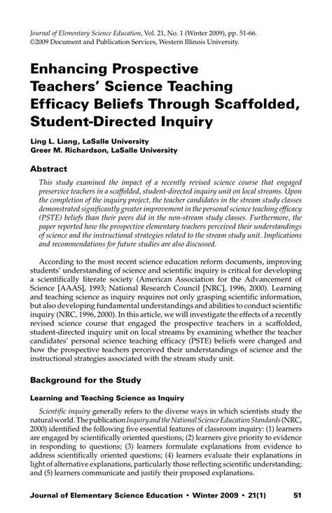 Pdf Enhancing Prospective Teachers Science Teaching Efficacy Beliefs Through Scaffolded