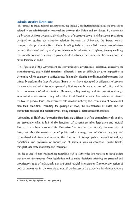 Administrative Decisions Administrative Decisions “in Contrast To Many Federal Constitutions