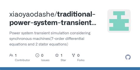 github xiaoyaodashe traditional power system transient simulation