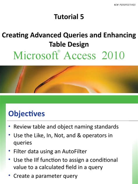tutorial 5 creating advanced queries and enhancing table design pdf