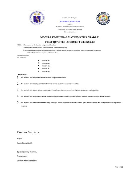 Gen Math Module 2 Week 23 Pdf Function Mathematics Asymptote