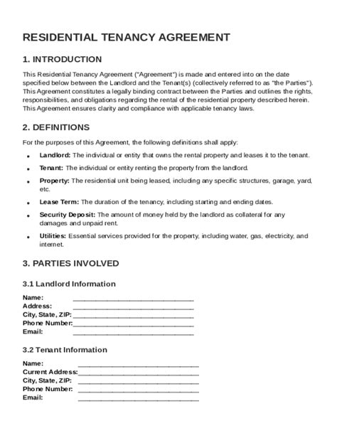 Fillable Online Rtb Tenancy Agreement Template Fax Email Print Pdffiller