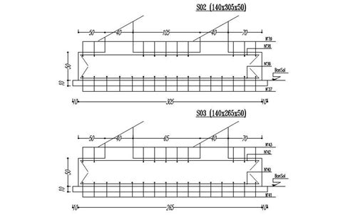 Different Size Footing Sections With Reinforcement Details Design In Autocad 2d Drawing Cad