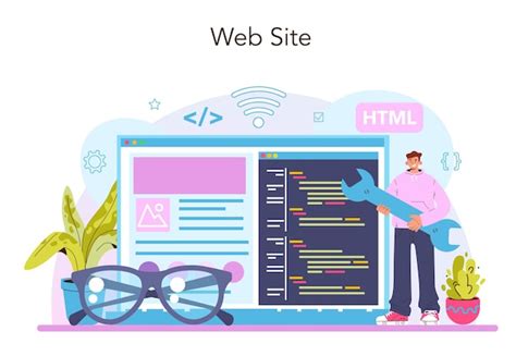 premium vector website development online service or platform html
