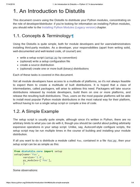 an introduction to distutils python 3 7 4 documentation pdf