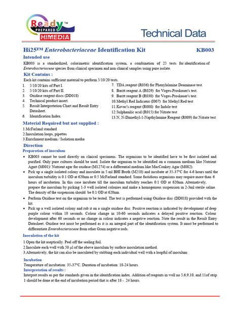 Enterobacteriaceae Detection Kit Pdf
