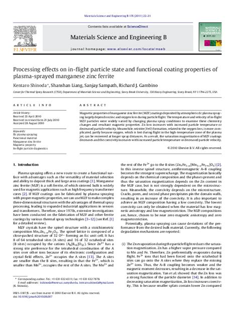 Pdf Processing Effects On In Flight Particle State And Functional Coating Properties Of Plasma