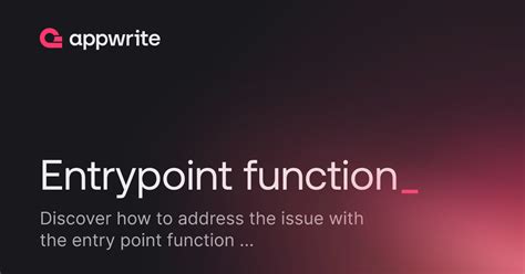 entrypoint function threads appwrite