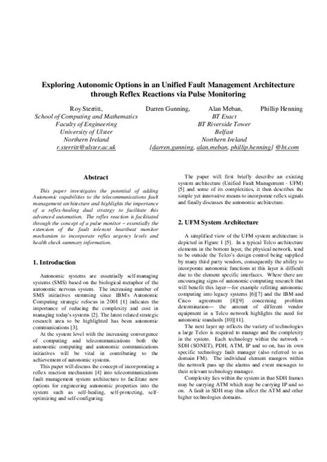 pdf exploring autonomic options in an unified fault management