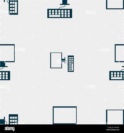 Computer Monitor And Keyboard Icon Seamless Abstract Background With Geometric Shapes Vector