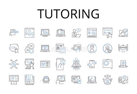 Tutoring Line Icons Collection Coaching Mentoring Advising Instructing Guiding Educating