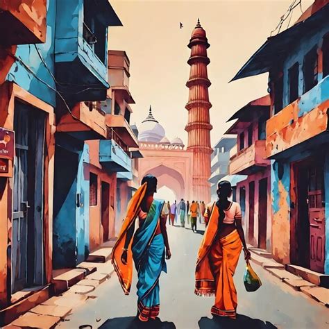 90000 Indian Street Scene Illustration Pictures