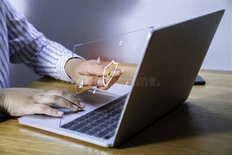 Laptop Computer With Data Protection Cyber Security Stock Image Image Of Firewall Hacker