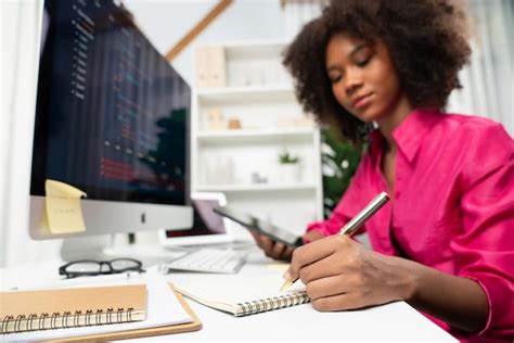 Premium Photo Young Working African Woman Creating Coding Website Developer Tastemaker