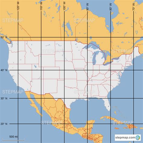 America Map Latitude