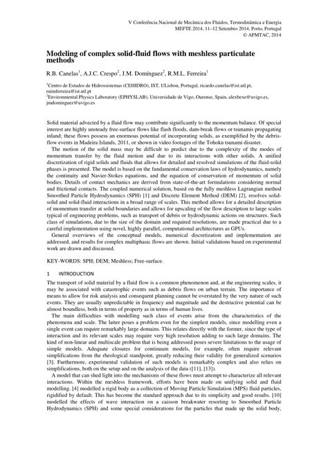 Pdf Modeling Of Complex Solid Fluid Flows With Meshless Particulate Methods