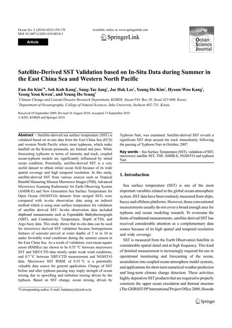 Pdf Satellite Derived Sst Validation Based On In Situ Data During