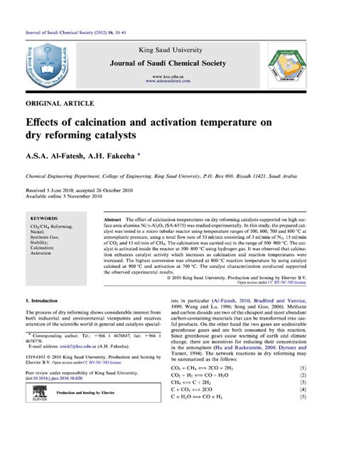 Effects Of Calcination And Activation Temperature On Drm Pdf