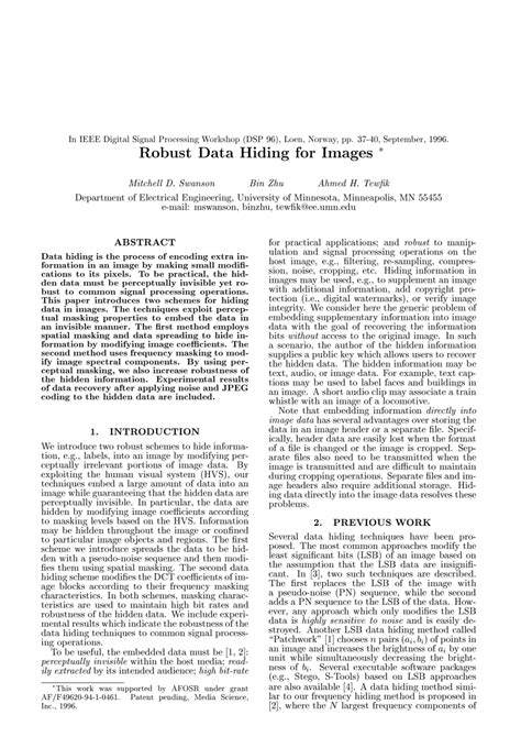 Pdf Robust Data Hiding For Images
