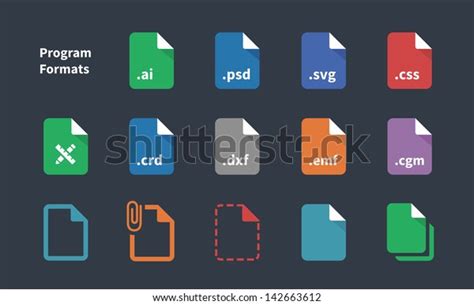 Set Program File Formats Labels Icons Stock Vector Royalty Free