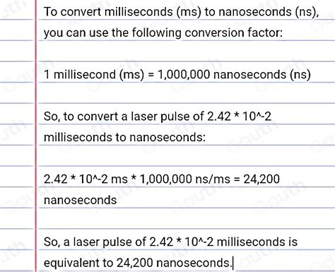 Solved En Appropriate A Laser Pulse Is 242 10 2ms How Many