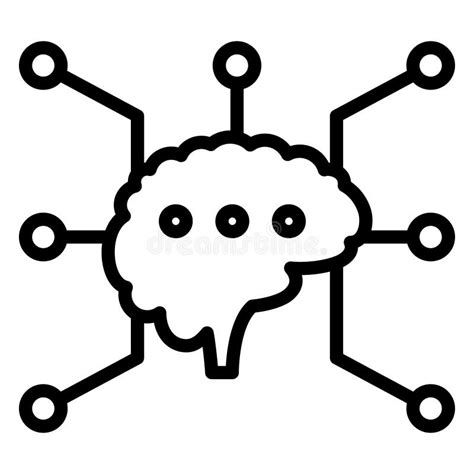Brain Memory Digital Brain Line Vector Icon Which Can Easily Modify