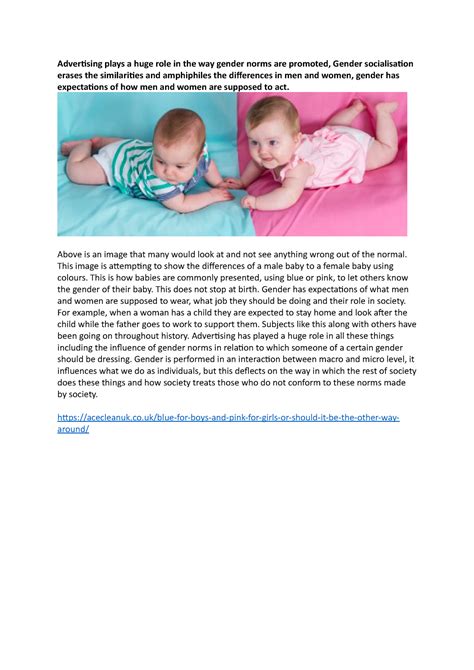 Gender Visual Reflection Advertising Plays A Huge Role In The Way