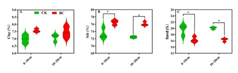 Effect Of Biochar On The Percentage Of Clay A Silt B And Sand C