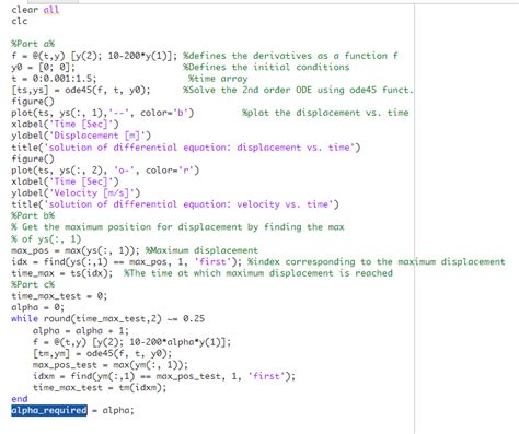 Solved Solve All Using Matlab The Mass Is Released At Rest With The