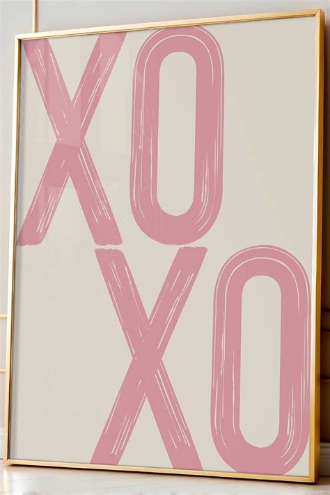Xoxo Print Pink Trendy Retro Print College Dorm Decor Apartment