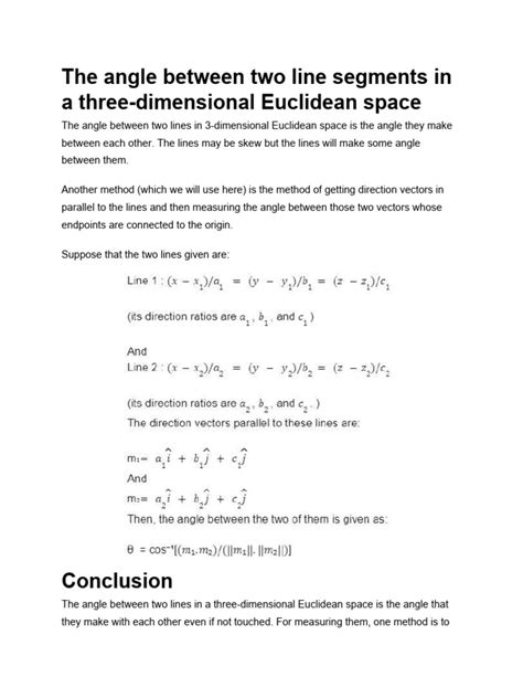The Angle Between Two Line Segments In A Three Pdf
